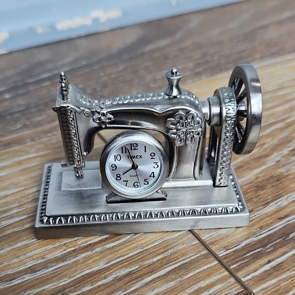Accents | Vintage Timex Sewing Machine Clock Silver Colored | Poshmark